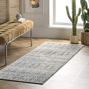 nuloom mabe geometric aztec runner rug, 2′ 8″ x 8′, ivory