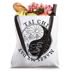 Tai Chi Makes My Day, Retro Vintage 80s Yin Yang Balance Tote Bag