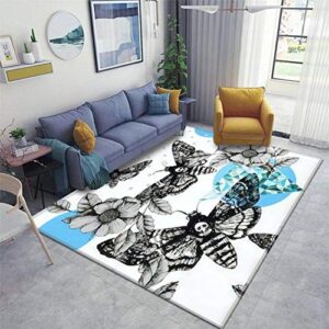 home area runner rug pad death’s head hawk moth and dog roses hand drawn vector seamless thickened non slip mats doormat entry rug floor carpet for living room indoor outdoor throw rugs