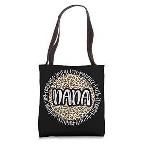 nana cheetah leopard print circle love patience black tote bag