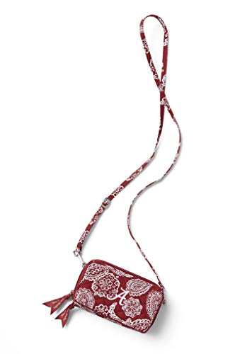 Vera Bradley Women's Cotton Collegiate All in One Crossbody Purse With RFID Protection (Multiple Teams Available), The University of Alabama Cardinal/White Bandana, One Size