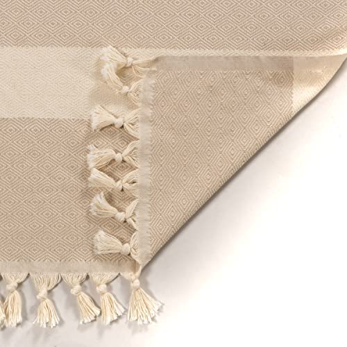 DEMMEX 2022-90x82 Inches XXXL Turkish Cotton Multipurpose Blanket, Throw Blanket Bedspread, Beach Picnic Blanket 3lb (Beige)