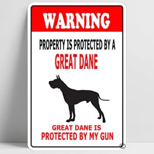 warning beware of great dane funny metal sign decoration tin sign 12” x 8”