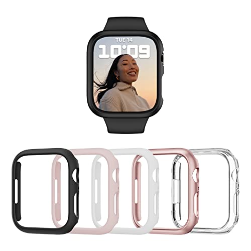 5 Pack Case for Apple Watch 45mm Series 7 Series 8, Haojavo Hard PC Frame Ultra-Thin Scratch Resistant Bumper Protective Cover for iWatch 45mm Accessories(No Screen Protector)