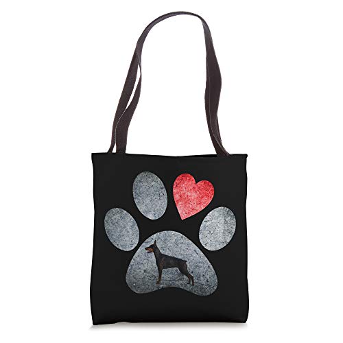 Doberman Pinscher Dog Paws Dogs Lover Red Heart Pet Gift Tote Bag