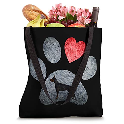 Doberman Pinscher Dog Paws Dogs Lover Red Heart Pet Gift Tote Bag