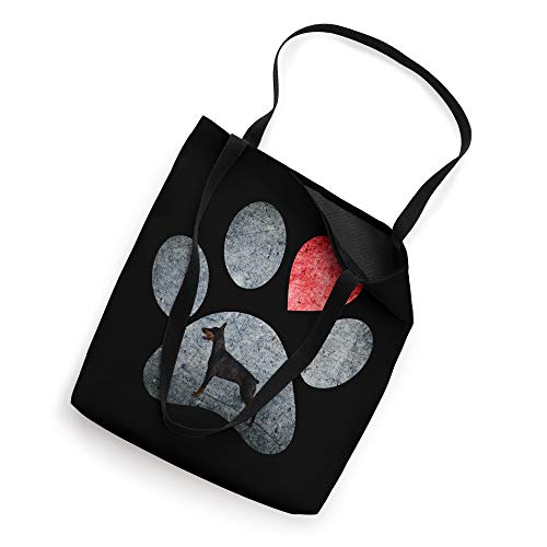 Doberman Pinscher Dog Paws Dogs Lover Red Heart Pet Gift Tote Bag