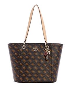 guess womens noelle small elite tote, brown logo, one size us