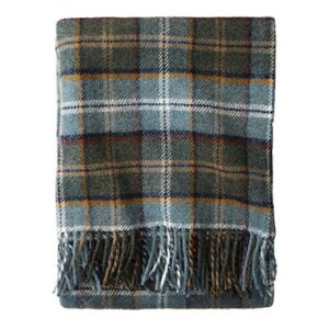 pendleton, eco-wise washable wool throw with fringe, shale plaid