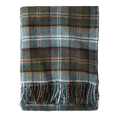 Pendleton, Eco-Wise Washable Wool Throw with Fringe, Shale Plaid