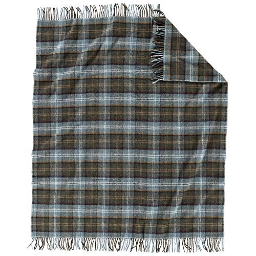 Pendleton, Eco-Wise Washable Wool Throw with Fringe, Shale Plaid