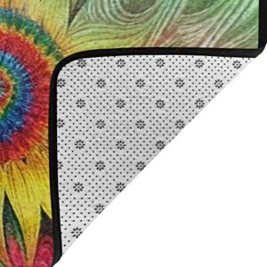 Hippie Sunflower Area Rug for Living Dinning Room Bedroom Kitchen, Nursery Rug Floor Carpet Yoga Mat