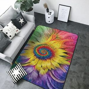 Hippie Sunflower Area Rug for Living Dinning Room Bedroom Kitchen, Nursery Rug Floor Carpet Yoga Mat