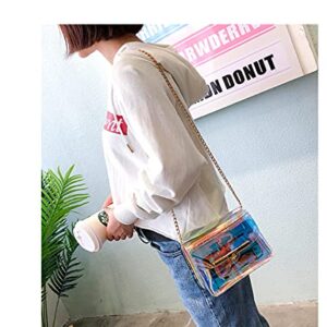 Limmuchi Holographic Shiny Clear Purse Messenger Bag Chain Crossbody Shoulder Bag for Women and Girls (Clear Bag)