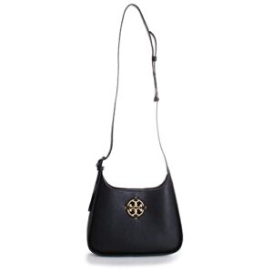 tory burch womens miller pebbled leather shoulder handbag black medium