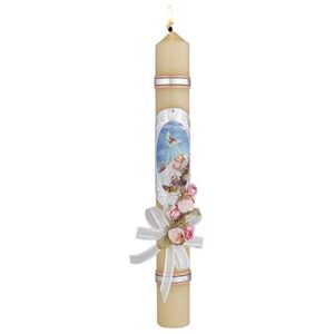 cb church supply hand decorated sacramental baptism candle by will & baumer, 11.25-inch, girl with dove