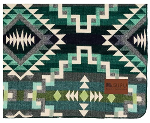 QISU Wool Blanket Throw | Large, Beautiful, Warm, Variegated, Handmade in Ecuador by Local Artisans |94″ x 78″| Ultra-Soft, Hypoallergenic & Breathable | Non-Itchy or Scratchy Fabric (Shamrock Star)