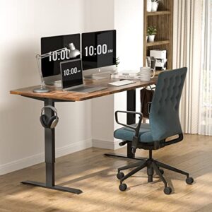 Monomi Electric Standing Desk, Height Adjustable Desk 55x 28 Inches, Ergonomic Home Office Sit Stand Up Desk with Memory Preset Controller (Black Frame/Rustic Brown Top)