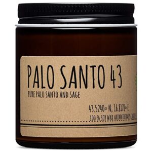 maison palo santo palo santo from ecuador and greek sage essential oils aromatherapy natural soy wax candle for home cleansing blessing handcrafted in usa 4oz gift ready free palo santo included.