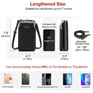 Small Crossbody Phone Bag for Women Cell Phone Purse Wallet Kiss Lock Cute Shoulder Bag with Credit Card Slots (black-1)