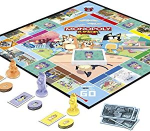 Monopoly Junior: Bluey Edition Board Game for Kids Ages 5+, Play as Bluey, Bingo, Mum, and Dad, Features Artwork from The Animated Series (Amazon Exclusive)