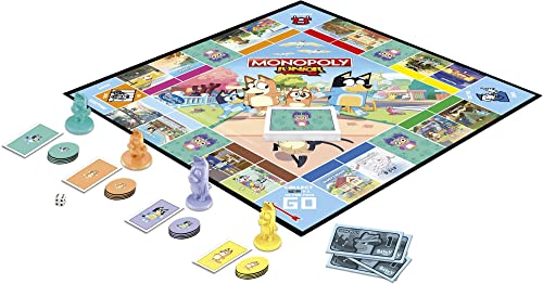 Monopoly Junior: Bluey Edition Board Game for Kids Ages 5+, Play as Bluey, Bingo, Mum, and Dad, Features Artwork from The Animated Series (Amazon Exclusive)