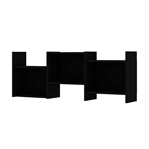 Manhattan Comfort Hampton Mid-Century Modern Living Room Zig-Zag Wall Décor Shelves, 49.04", Black