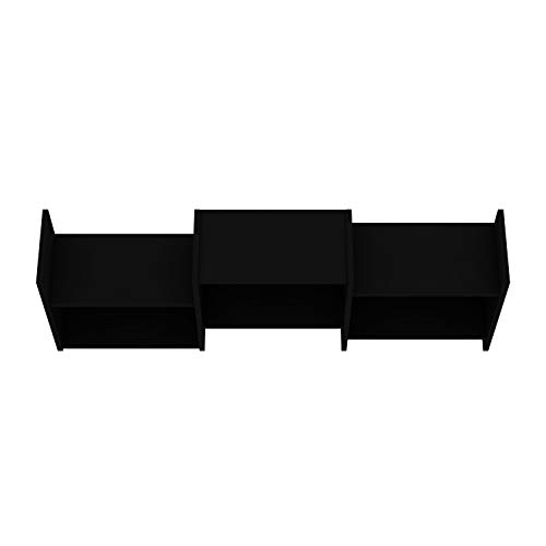 Manhattan Comfort Hampton Mid-Century Modern Living Room Zig-Zag Wall Décor Shelves, 49.04", Black