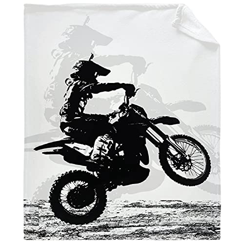 Todeyya Dirt Bike Throw Blanket Motocross Racer Extreme Sports Printed Super Soft Flannel Fleece Plush Lightweight Fuzzy Cozy Blanket for Kids Men Gifts Couch All Season S 50"X40" for Kid