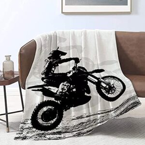 Todeyya Dirt Bike Throw Blanket Motocross Racer Extreme Sports Printed Super Soft Flannel Fleece Plush Lightweight Fuzzy Cozy Blanket for Kids Men Gifts Couch All Season S 50"X40" for Kid