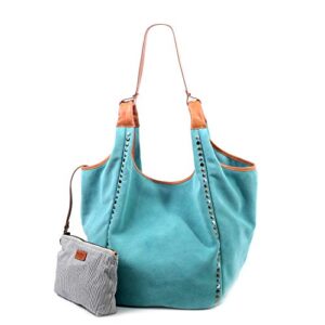 old trend genuine leather rose valley hobo bag (aqua)