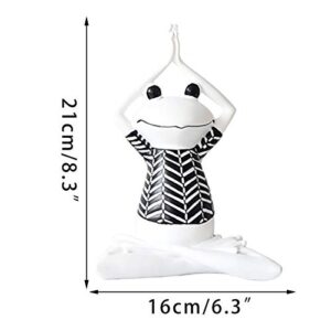 Yoga Frog Resin Statue, Smiling Frog Sitting In Meditation Black And White Check Stripe Printing For Home Desk Office Bathroom Decoration Garden Statue Indoor And Outdoor Decorative Ornaments