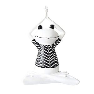 Yoga Frog Resin Statue, Smiling Frog Sitting In Meditation Black And White Check Stripe Printing For Home Desk Office Bathroom Decoration Garden Statue Indoor And Outdoor Decorative Ornaments