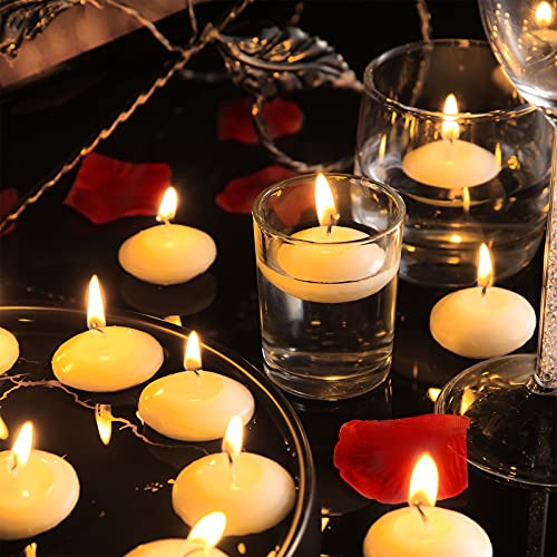 20 Pieces 1.5 Inch Unscented Floating Candles for Centerpieces, Floating Pool Candles Round Burning Candles Decor for Valentine's Day, Wedding Party Swimming Pool Bathtub Dinner Party Favor (White)