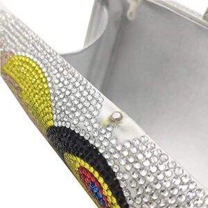 Toucan Bird Crystal Clutch Purses for Women Rhinestone Evening Bags Party Cocktail Handbag and Purse (Small,Silver)