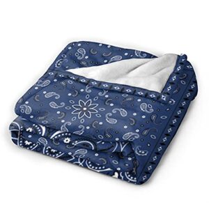 Blanket Cover, Blue Paisley Bandana for Bed Sofa Super Soft Large Blanket 80x60 Inchs