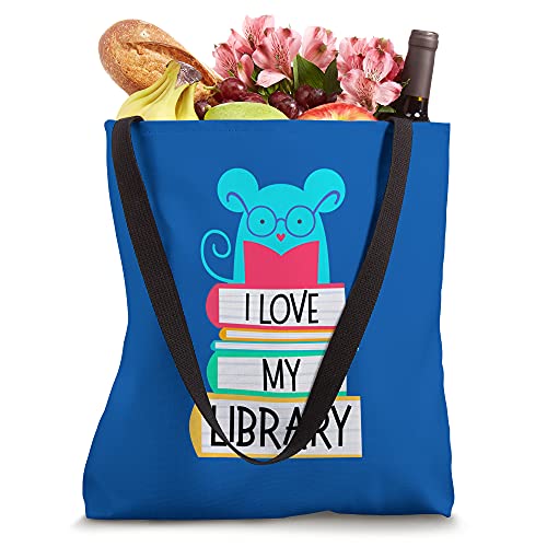 I Love My Library Mouse Design Women Kids Book Lovers Tote Bag