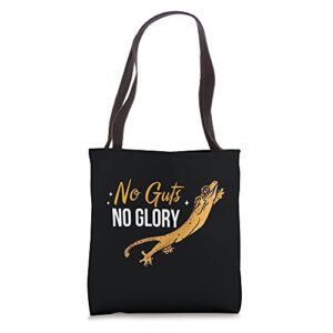 no guts then no glories funny crested gecko lover tote bag