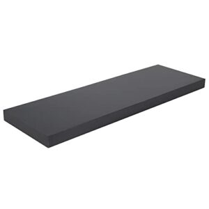 Home Basics MDF 30" Floating Wall Shelf (Black) Contemporary and Modern Shelf for Picture Frames, Sculptures, Plants, and Essentials | No Hardware Showing