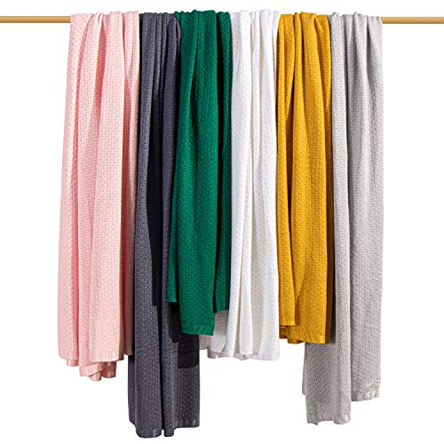 NTBAY Natural Bamboo Cable Knit Throw Blanket, 2.2 lbs Soft and Cooling Touch Bed Blanket, 51x67 Inches, Green