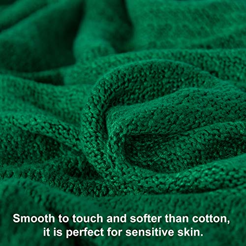 NTBAY Natural Bamboo Cable Knit Throw Blanket, 2.2 lbs Soft and Cooling Touch Bed Blanket, 51x67 Inches, Green