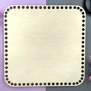 Basket Bottom, 10 inch 25 cm. Square Wooden Base Crochet Weaving Craft Supplies