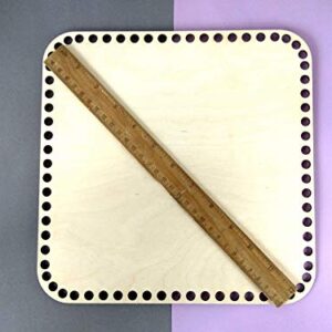 Basket Bottom, 10 inch 25 cm. Square Wooden Base Crochet Weaving Craft Supplies