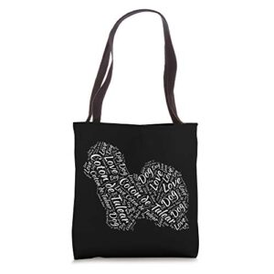 coton de tulear dog love word cloud art gift idea pet owner tote bag