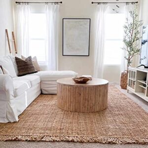 Hauteloom Moncton Sea Grass Jute Rug - Natural Fiber Sisal Area Rug - Natural Fringe Tassel - Rattan Wicker Look Carpet - Brown - 6' x 9'