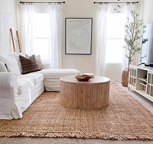 Hauteloom Moncton Sea Grass Jute Rug - Natural Fiber Sisal Area Rug - Natural Fringe Tassel - Rattan Wicker Look Carpet - Brown - 6' x 9'