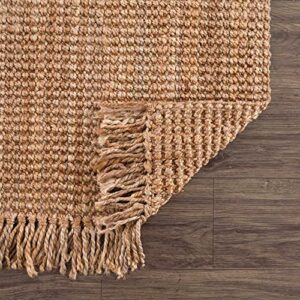 Hauteloom Moncton Sea Grass Jute Rug - Natural Fiber Sisal Area Rug - Natural Fringe Tassel - Rattan Wicker Look Carpet - Brown - 6' x 9'