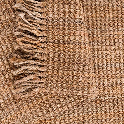 Hauteloom Moncton Sea Grass Jute Rug - Natural Fiber Sisal Area Rug - Natural Fringe Tassel - Rattan Wicker Look Carpet - Brown - 6' x 9'