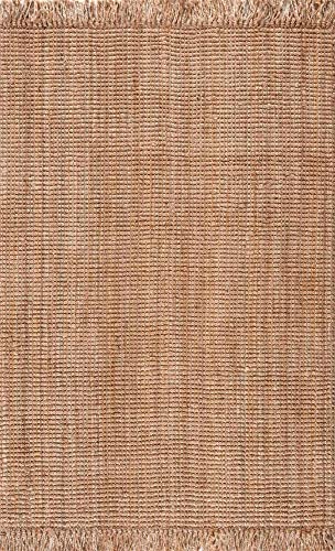 Hauteloom Moncton Sea Grass Jute Rug - Natural Fiber Sisal Area Rug - Natural Fringe Tassel - Rattan Wicker Look Carpet - Brown - 6' x 9'