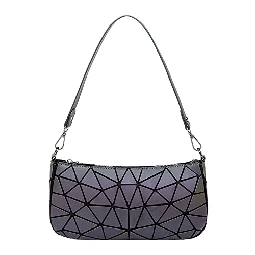 Women Luminous Small Shoulder bag Mini Geometric Small Clutch Crossbody Bag (Black)